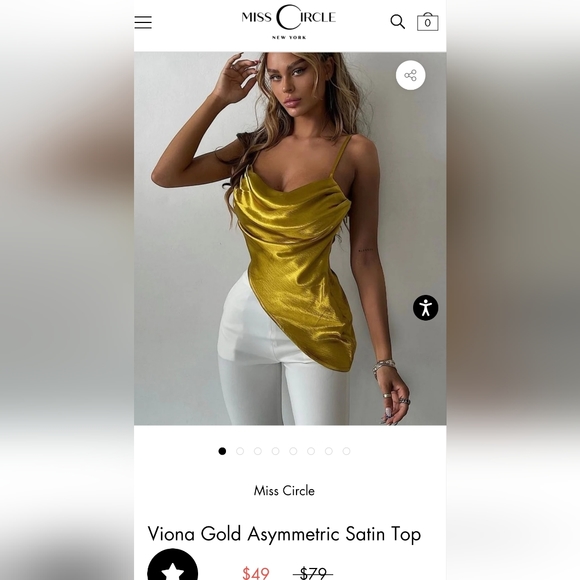 Miss Circle | Tops | Viona Gold Asymmetric Satin Top | Poshmark
